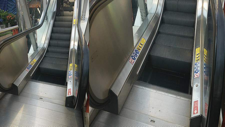 ช็อก ! บันไดเลื่อนบีทีเอสพญาไทยุบตัว สาวขวัญผวาหวิดถูกกลืนร่าง